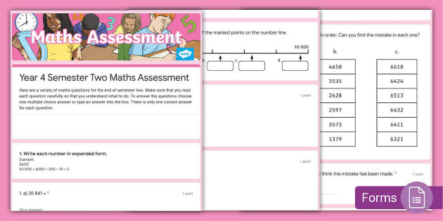 Year 4 Semester Two Maths Assessment Google Form - Twinkl