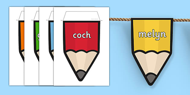 👉 Welsh Colours on Pencils Bunting (teacher made)