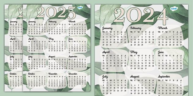 Botanical 2024-2025 Wall Calendar Poster - Twinkl