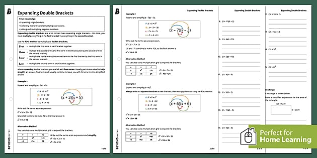 👉 Expanding Double Brackets KS3 Walkthrough Worksheet