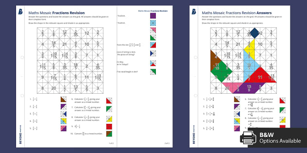 👉 Maths Mosaic Fraction Revision (teacher made) - Twinkl