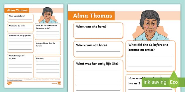 Alma Thomas Fact File Template (teacher made) - Twinkl
