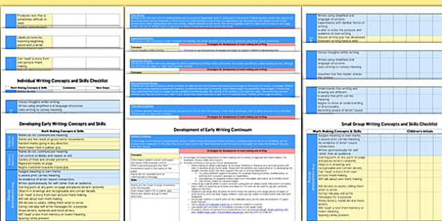 Development of Early Writing | EYFS Writing Assessment Sheet