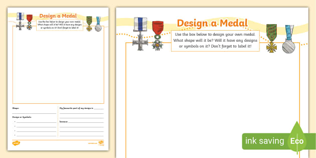 Design a Medal Worksheet (teacher made) - Twinkl