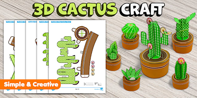 3D Potted Paper Cactus | Paper Crafts for Kids - Twinkl