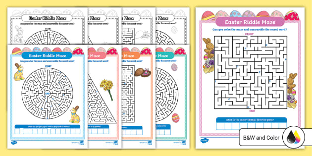 Easter Riddle Mazes (teacher made) - Twinkl