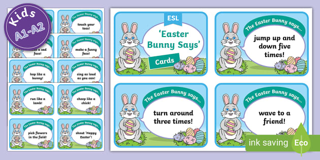 ESL 'Easter Bunny Says' Cards (teacher made) - Twinkl