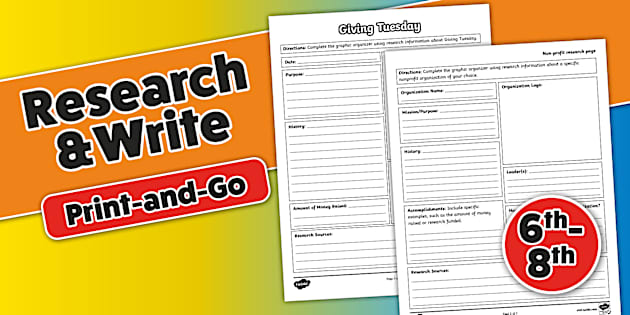 Giving Tuesday Nonprofit Org. Research & Write Wkst 6th-8th