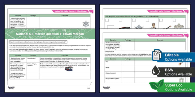FREE National 5 8-Marker Question 1: Edwin Morgan - Twinkl