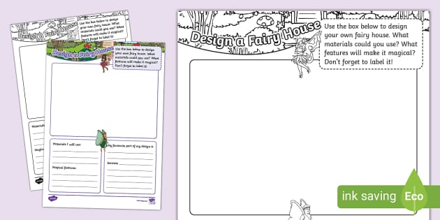 Design a Fairy House Worksheet (teacher made) - Twinkl