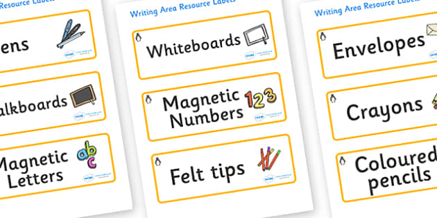 FREE! - Penguin Themed Editable Writing Area Resource Labels