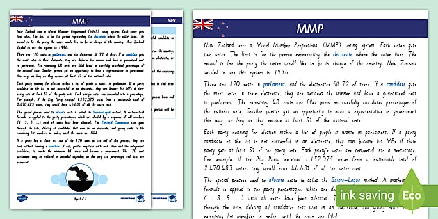MMP - New Zealand Election 2020 Fact File - Twinkl
