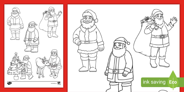 Santa Doodle Colouring Page (teacher made) - Twinkl