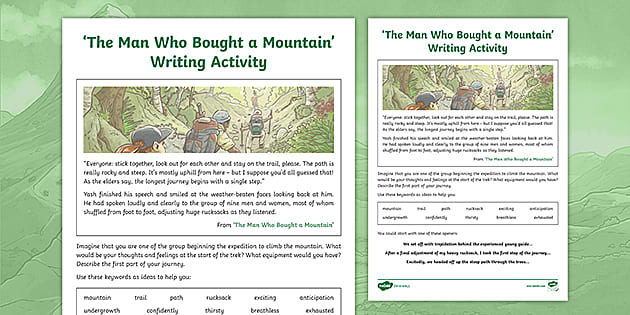 Mountain Trek KS2 Descriptive Writing Activity (The Man Who Bought a ...