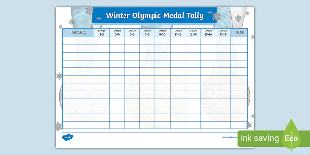 Winter Games Medal Tally Sheet (Teacher-Made) - Twinkl
