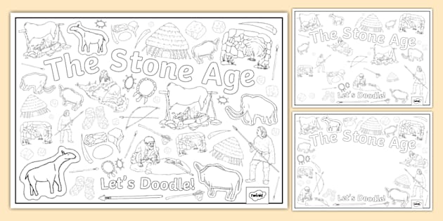 The Stone Age Doodle Colouring Pages Twinkl Ks2 Twinkl