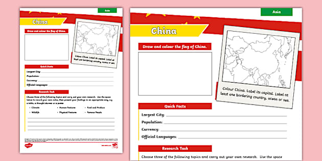 KS2 China Research Activity - Around the World - Twinkl