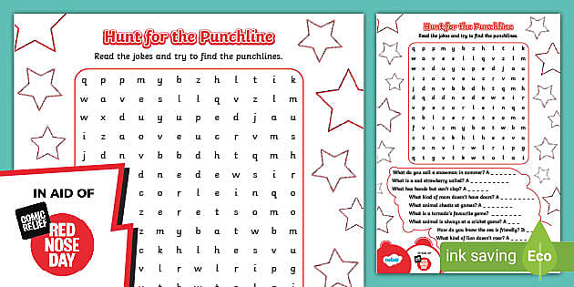 FREE! - Red Nose Day Jokes Word Search | Comic Relief | Twinkl