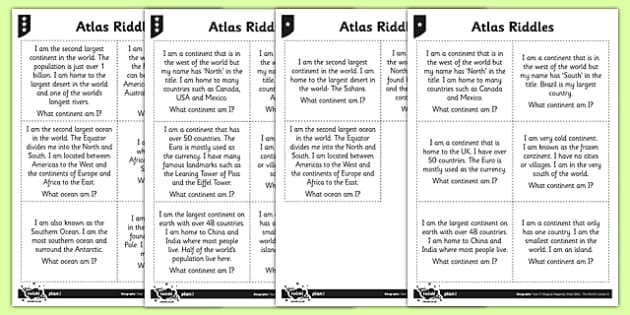 Atlas Riddles - Differentiated Worksheets (teacher made)