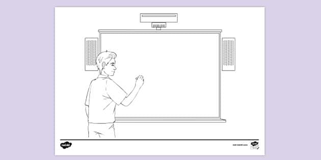 FREE! - Student Writing on Interactive White Board | Colouring Sheet
