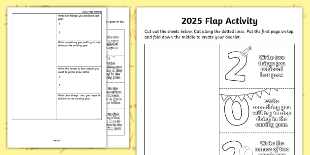 2025 New Year Flap Activity (teacher made) - Twinkl