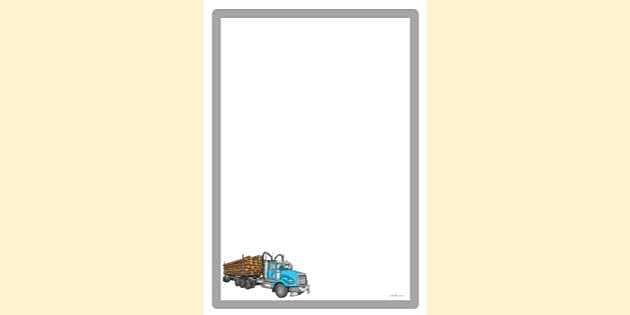 Simple Blank Log Truck Border | Page Borders | Twinkl