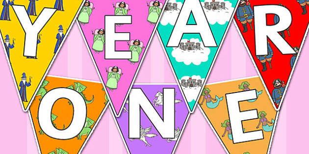 👉 Welcome to Year One Bunting Fantasy Themed - Twinkl