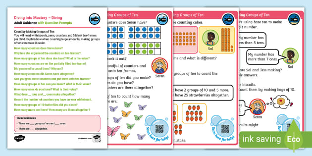 👉 Y1 DiM: Step 3 Count by Making Groups of Tens Activity Cards