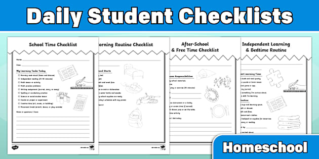 Daily Student Checklists with Adult Guidance for Homeschool