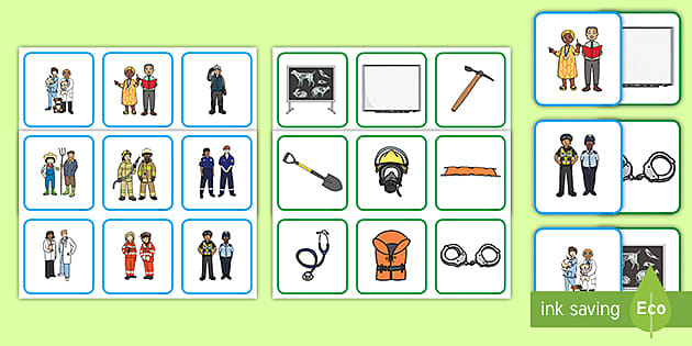 Jobs and Tools Matching Cards (teacher made) - Twinkl