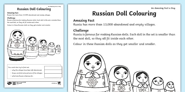 Russian Doll Colouring Worksheet / Worksheet - Twinkl