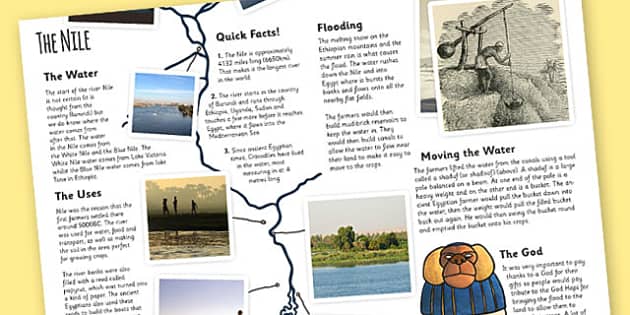 The Ancient Egyptians The River Nile Information Print Out
