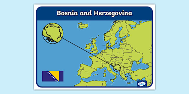 Bosnia and Herzegovina Europe Map Display Poster - Twinkl