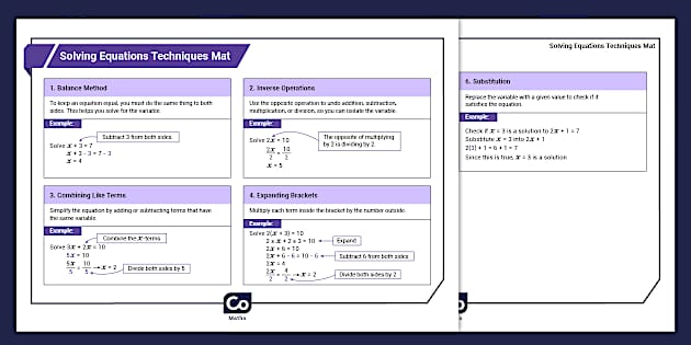 Solving Equations Techniques Mat (professor feito) - Twinkl Solving Equations Techniques Mat (professor feito) - Twinkl