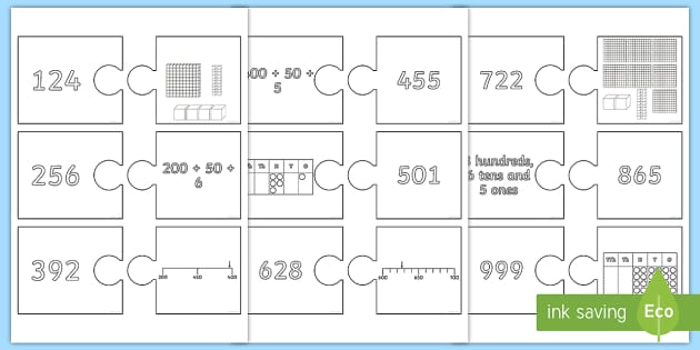 Numbers 1-1000 Different Representations Jigsaw Activity - Numbers 1-1000