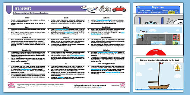 EYFS Transport Continuous Provision Planning Ideas Resource Pack (Ages 2-4)