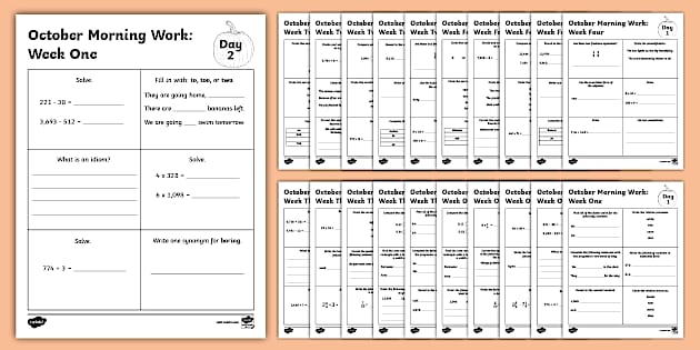 Fourth Grade October Morning Work Bundle (Teacher-Made)