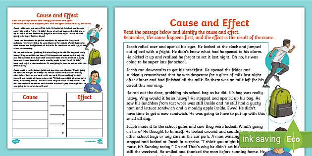Cause And Effect Fiction Worksheet Language Resources