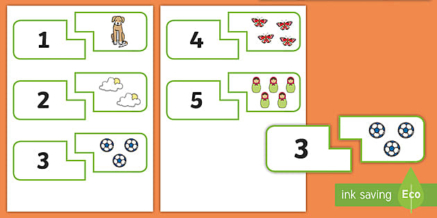 👉 Counting Matching Puzzle 1 to 5 (teacher made)