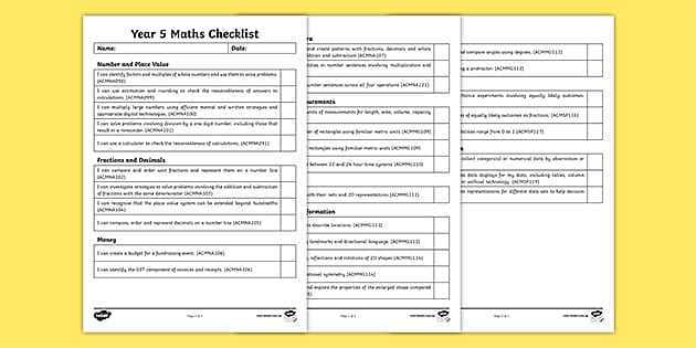 Year 5 Maths Assessment I Can Statements Checklist - Twinkl