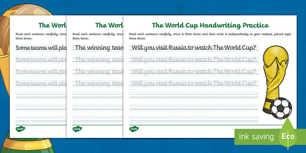 Kindergarten/KS1 The Journey to Cursive: The World Cup Handwriting Practice