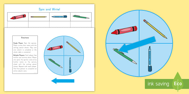 Spin and Write: Name Writing Activity - Handwriting, ELA