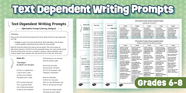 Common Core Text-Dependent Writing Prompts for 6th-8th Grade