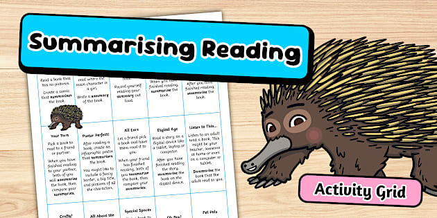 Summarising Reading Activity Grid ∣ F-2 Literacy ∣ Australia