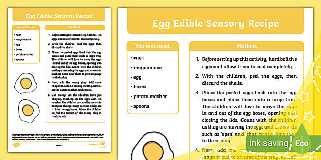 Egg Edible Sensory Recipe (teacher made) - Twinkl