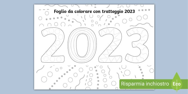 Foglio da colorare con tratteggio 2023 (teacher made)