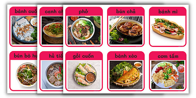 Thẻ học các món ăn đặc trưng của Việt Nam