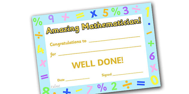 Amazing Mathematician Award Certificate - amazing mathematician