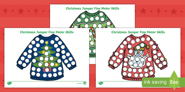 Christmas Jumper Button Placing Fine Motor Skills Activity