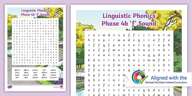 NI Linguistic Phonics Phase 4b 'f' Sound Word Search